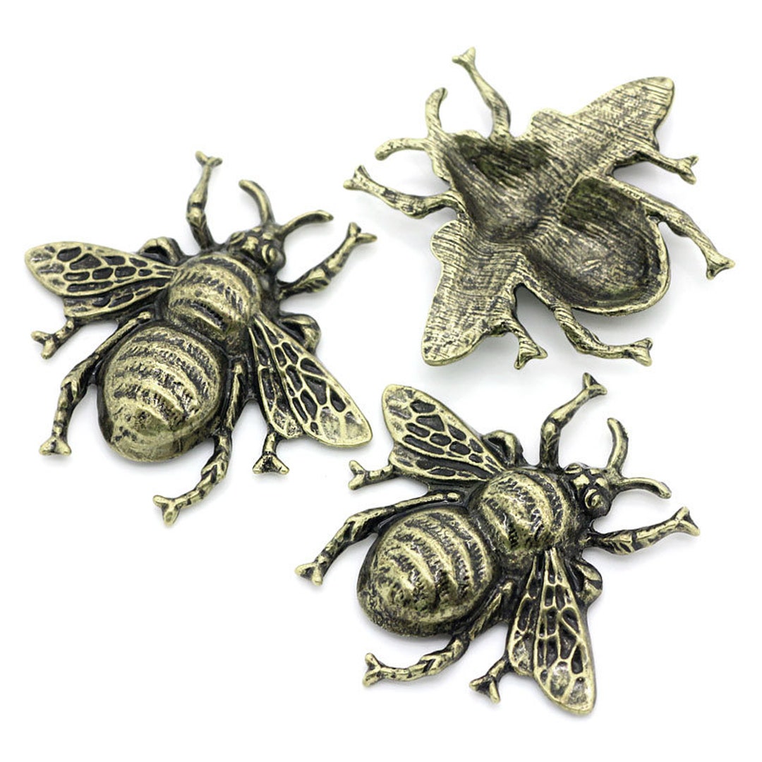 5pcs Bronze Brass Bee Cabochons: Vintage Art Deco Jewelry Supplies - Etsy