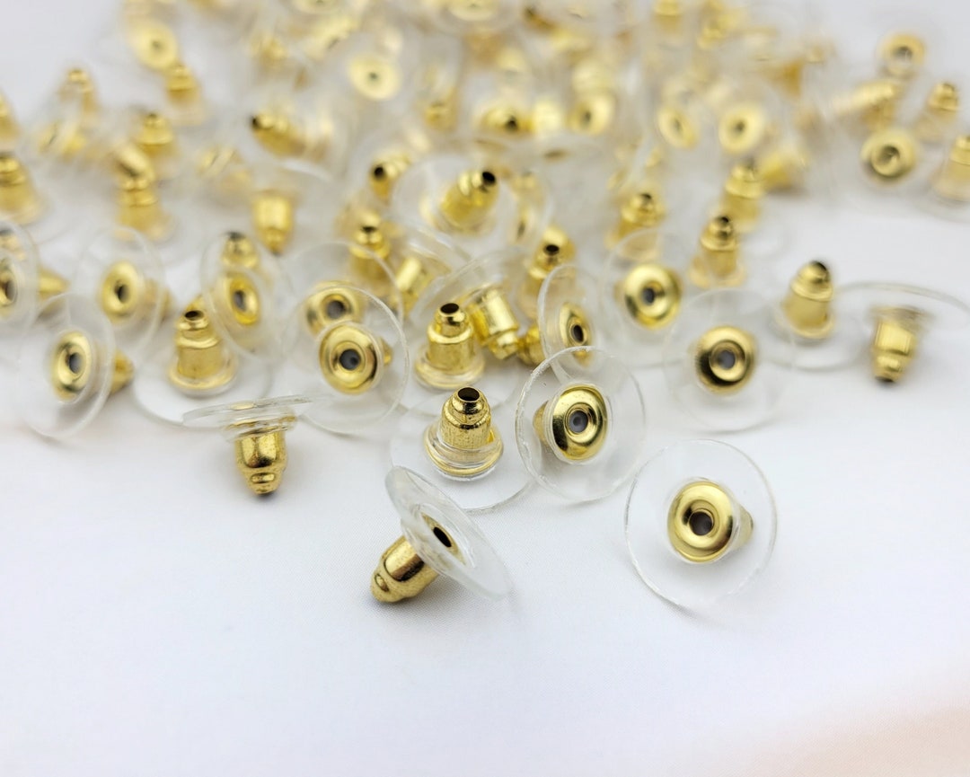 374pcs Gold Bullet Earring Backs With Clear Pad - 11mm - Etsy