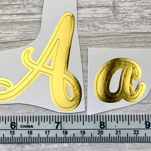 Gold Cursive Letter Stickers: Foil Alphabet Decals - Etsy