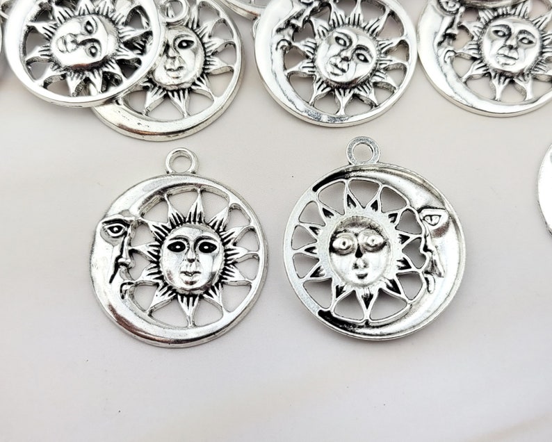20pcs Sun and Moon Charms Moon Pendant Silver Charm - Etsy