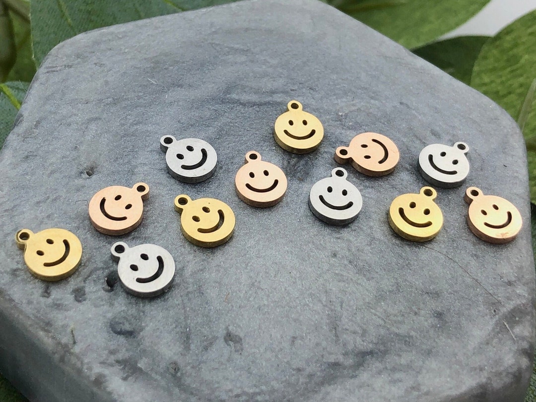 4pcs Tiny Stainless Steel Smiley Face Charms: Jewelry Making - Etsy