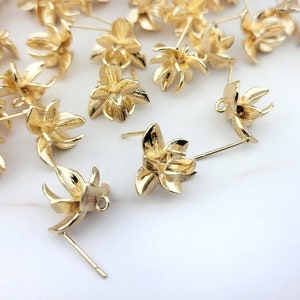18K Gold Magnolia Earring Findings: DIY Post Earring Blanks - Etsy