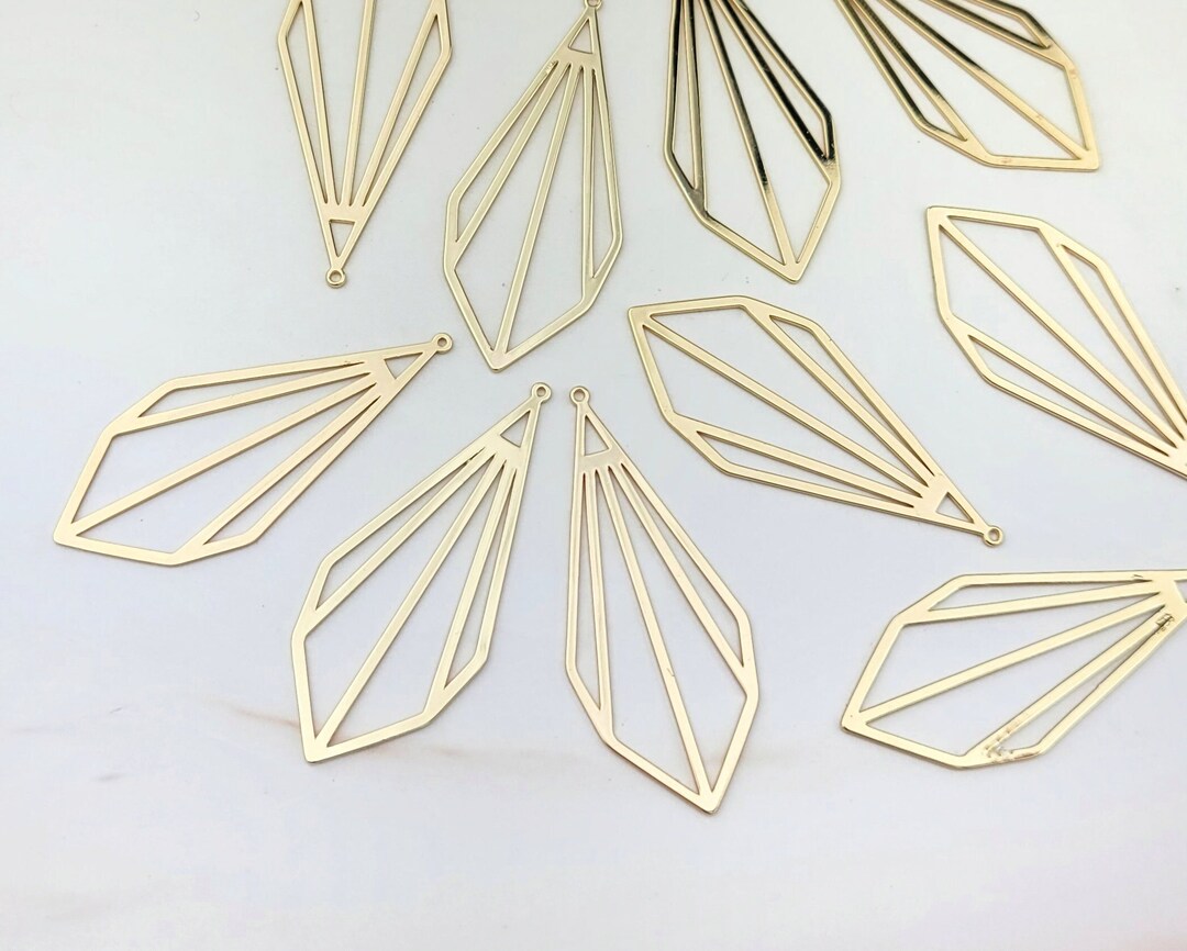 18K Gold Geometric Pendants: Triangle Charms (4pcs) - Etsy