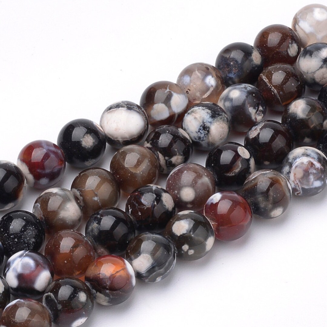 Buy Fire Crackle Agate Beads: Polished Round Gemstones (6pcs) Online in ...
