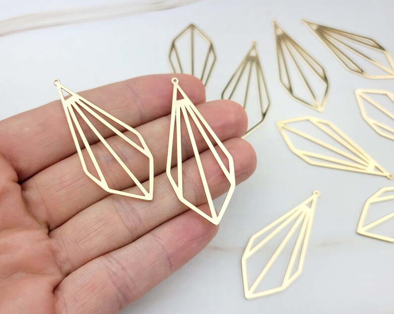 18K Gold Geometric Pendants: Triangle Charms (4pcs) - Etsy
