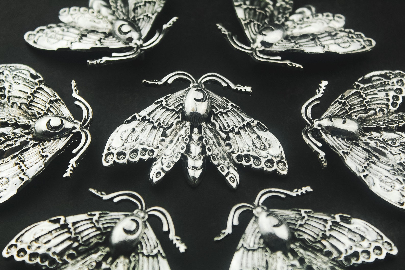 1pcs Large Silver Luna Moth Charm - Wiccan Jewelry Statement Pendant ...