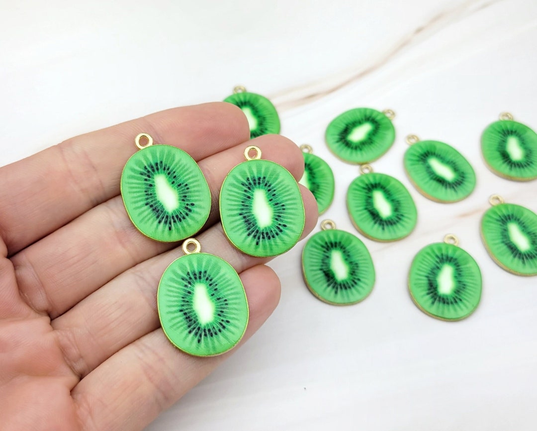 12pcs Kiwi Slice Charm - Metal Kiwi Slice Pendant - Summer Charms ...