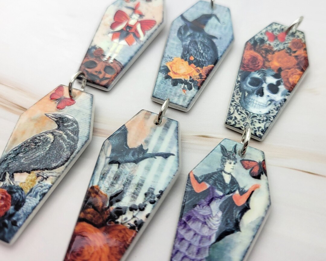 Resin Coffin Pendants: Halloween Witchy Charms (6pcs) - Etsy