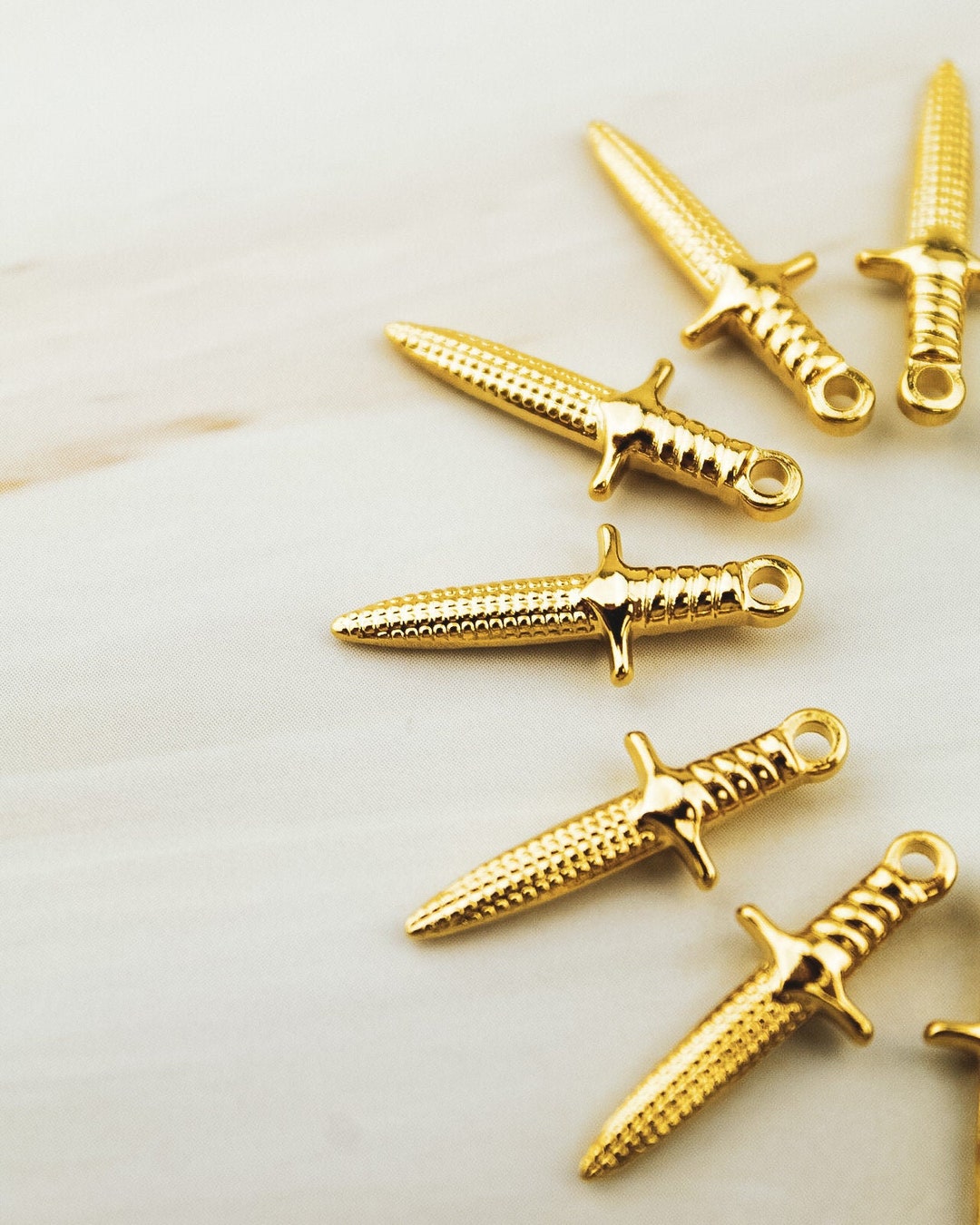 4pcs Gold Plated Stainless Steel Dagger Pendants - Medieval Charms - Etsy