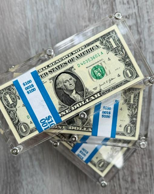 Acrylic 100 Pack Bank Note BEP Currency Display Dollar Case Frame Money ...