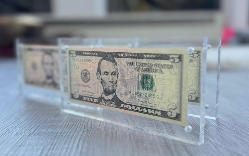 Single Bank Note Magnet Clear Acrylic Frame Money Holder Currency ...