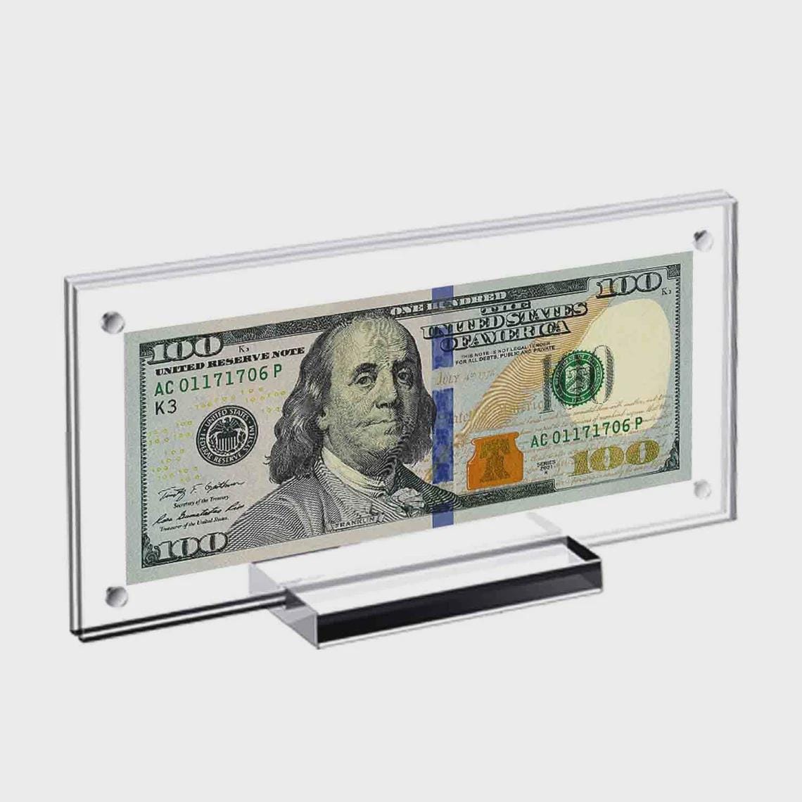 Acrylic Dollar Bill Frame 4 Pack Magnetic Currency Display Frame With ...