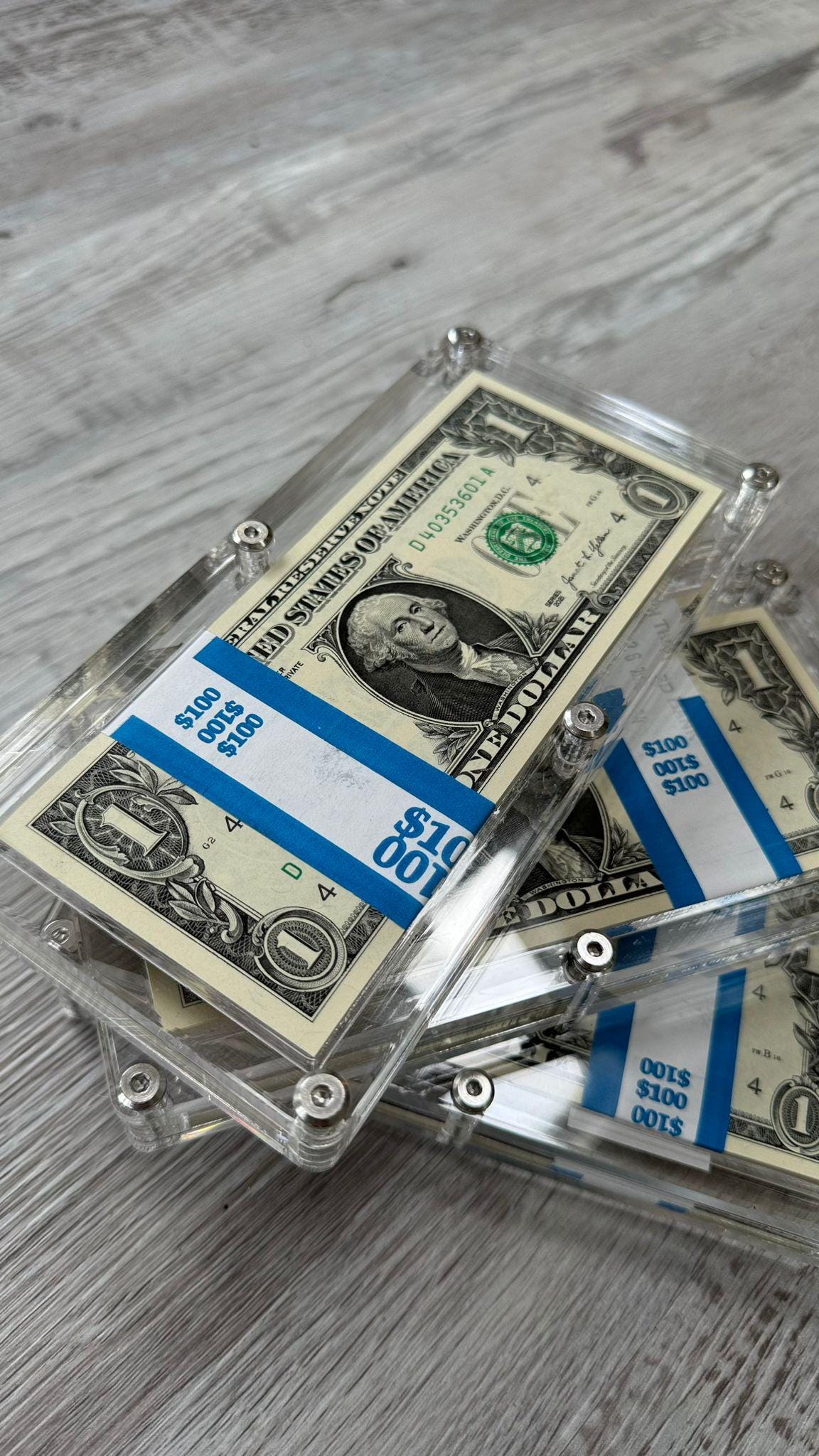 Acrylic 100 Pack Bank Note BEP Currency Display Dollar Case Frame Money ...