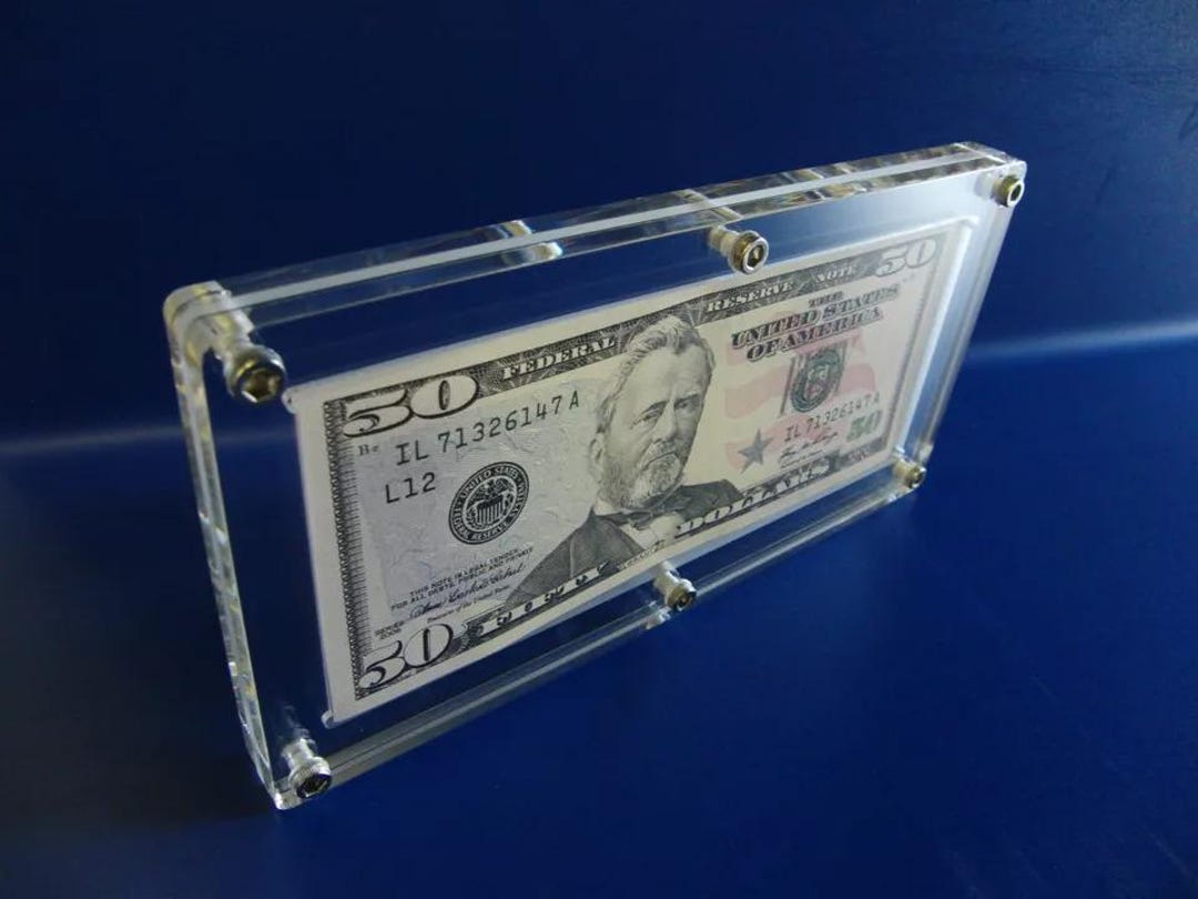 Acrylic Single Bank Note Frame Plastic Money Holder Currency Display ...
