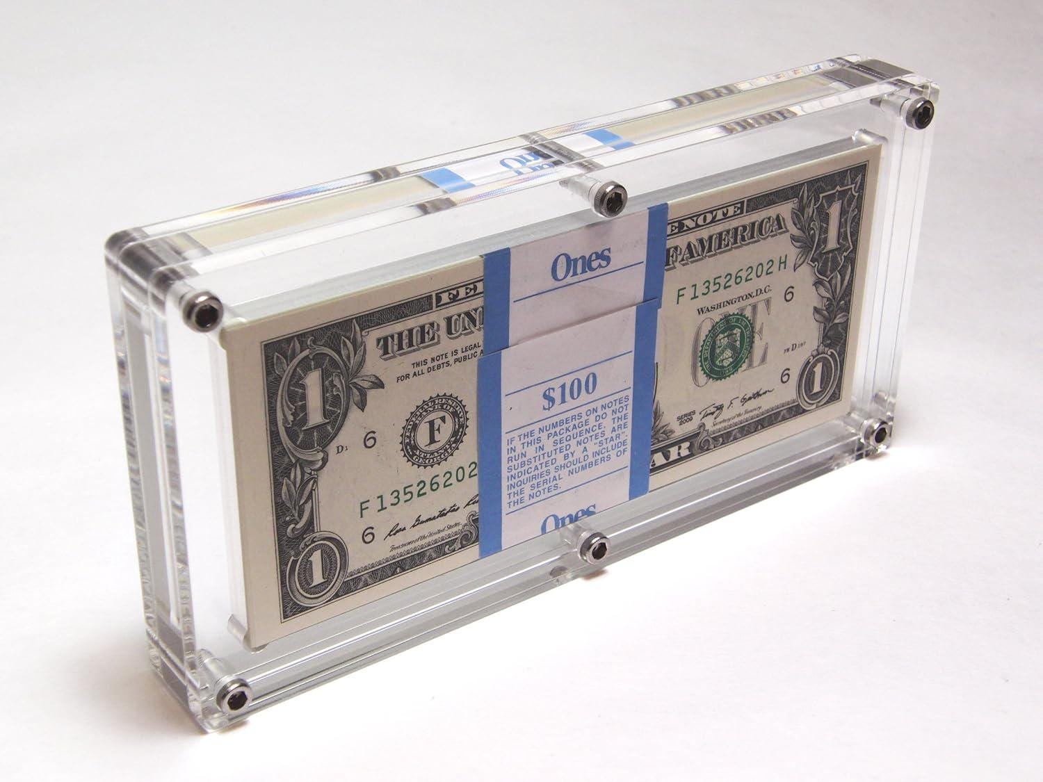 Acrylic 100 Pack Bank Note BEP Currency Display Dollar Case Frame Money ...