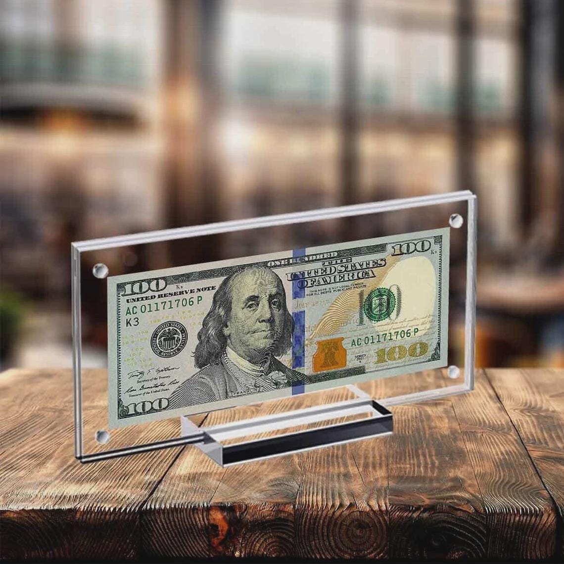 Acrylic Dollar Bill Frame 4 Pack Magnetic Currency Display Frame With ...