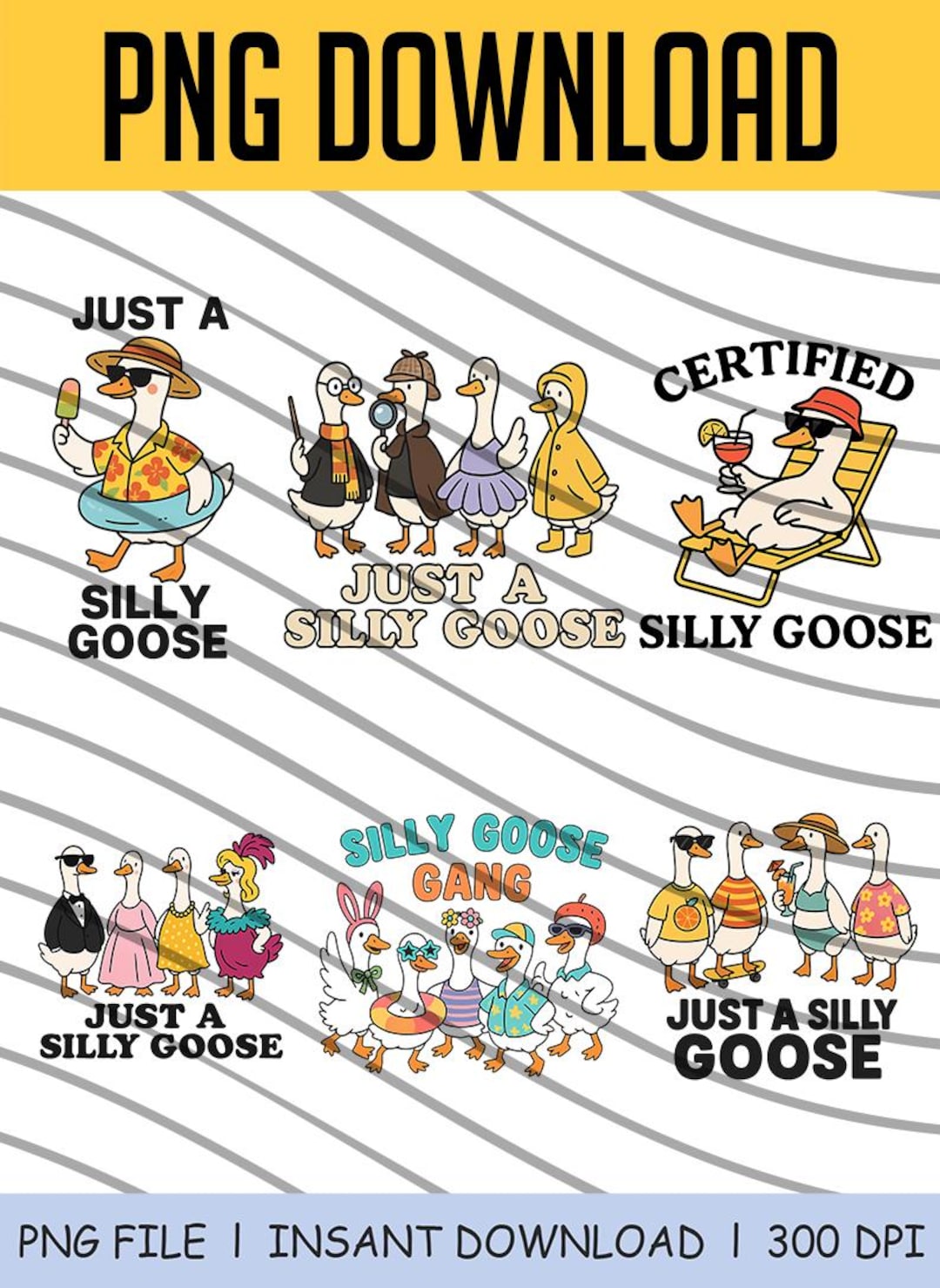 6+ Designs Silly Goose Bundle Png, Funny Goose Png, Cute Goose Png ...