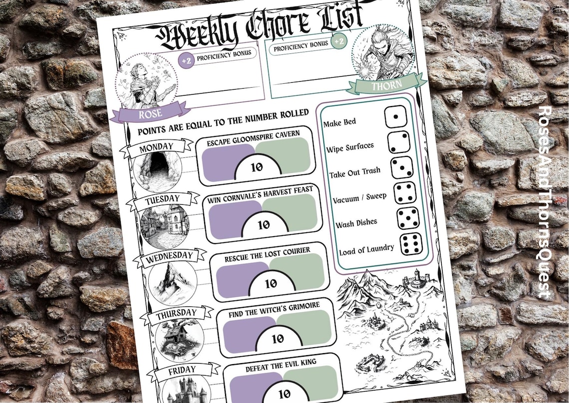 ADHD Cleaning Dice Game: Editable Weekly Chore Chart (PDF) - Etsy