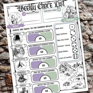 ADHD Cleaning Dice Game: Editable Weekly Chore Chart (PDF) - Etsy