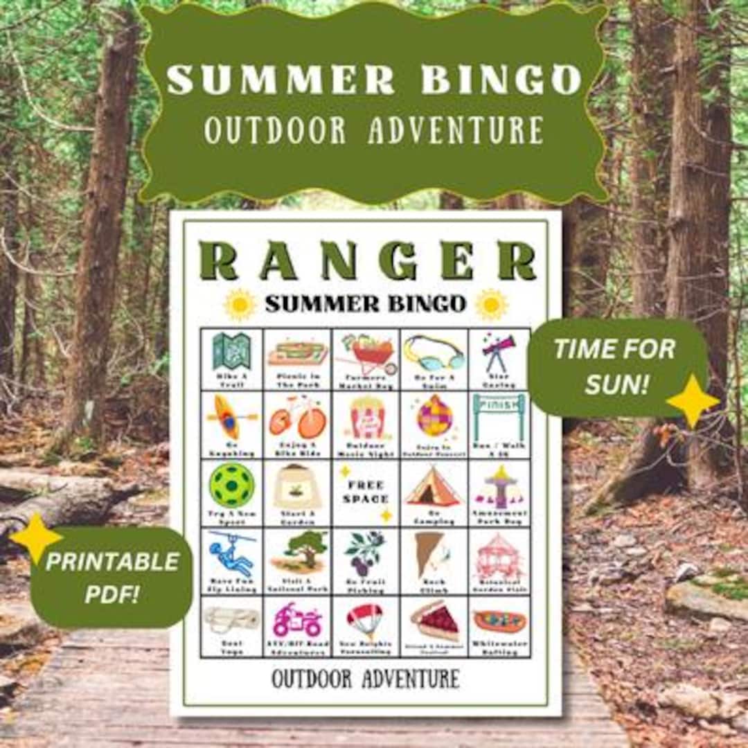 Ranger Summer Bingo: Outdoor Adventure Printable Game (PDF Download) - Etsy
