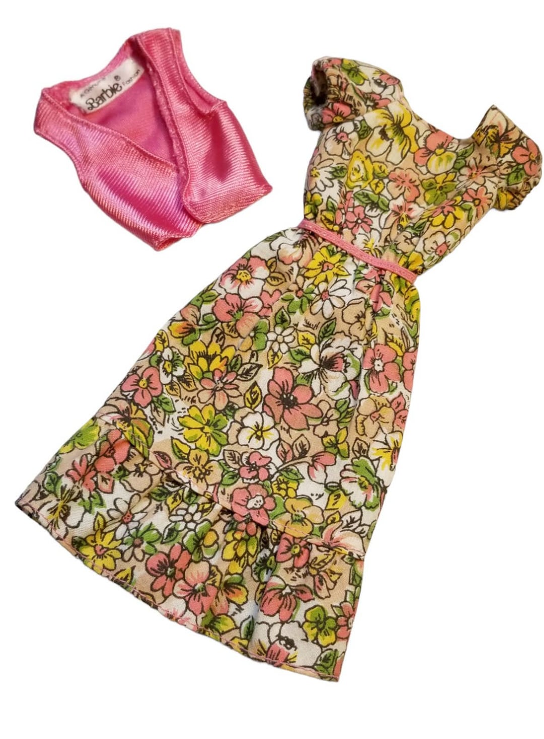 Vtg 1978 Superstar Barbie Fashion Mattel 1008 Floral Dress Pink Vest ...