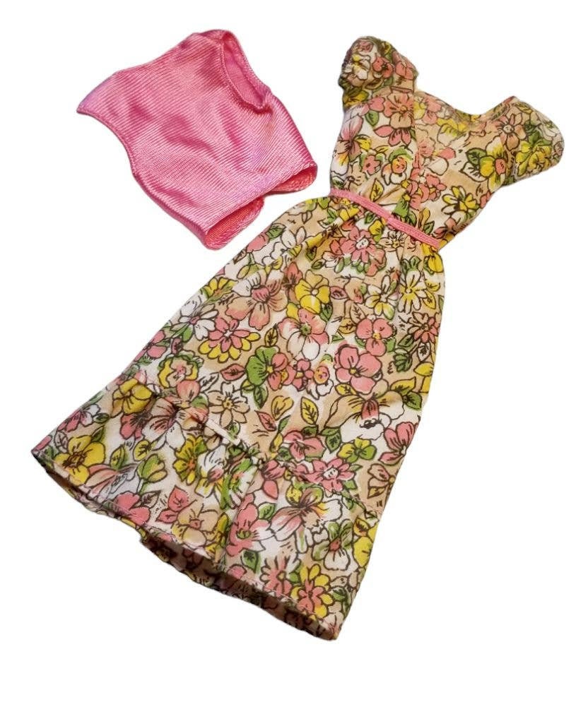 Vtg 1978 Superstar Barbie Fashion Mattel 1008 Floral Dress Pink Vest ...