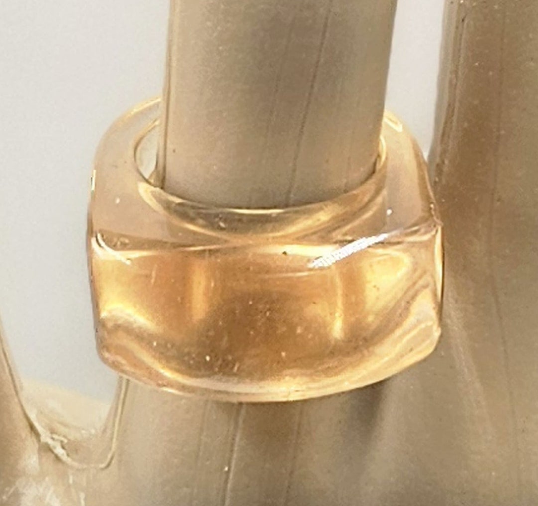 Vintage MOD Peach Transparent Lucite Runway Ring 1960s Size 7 - Etsy