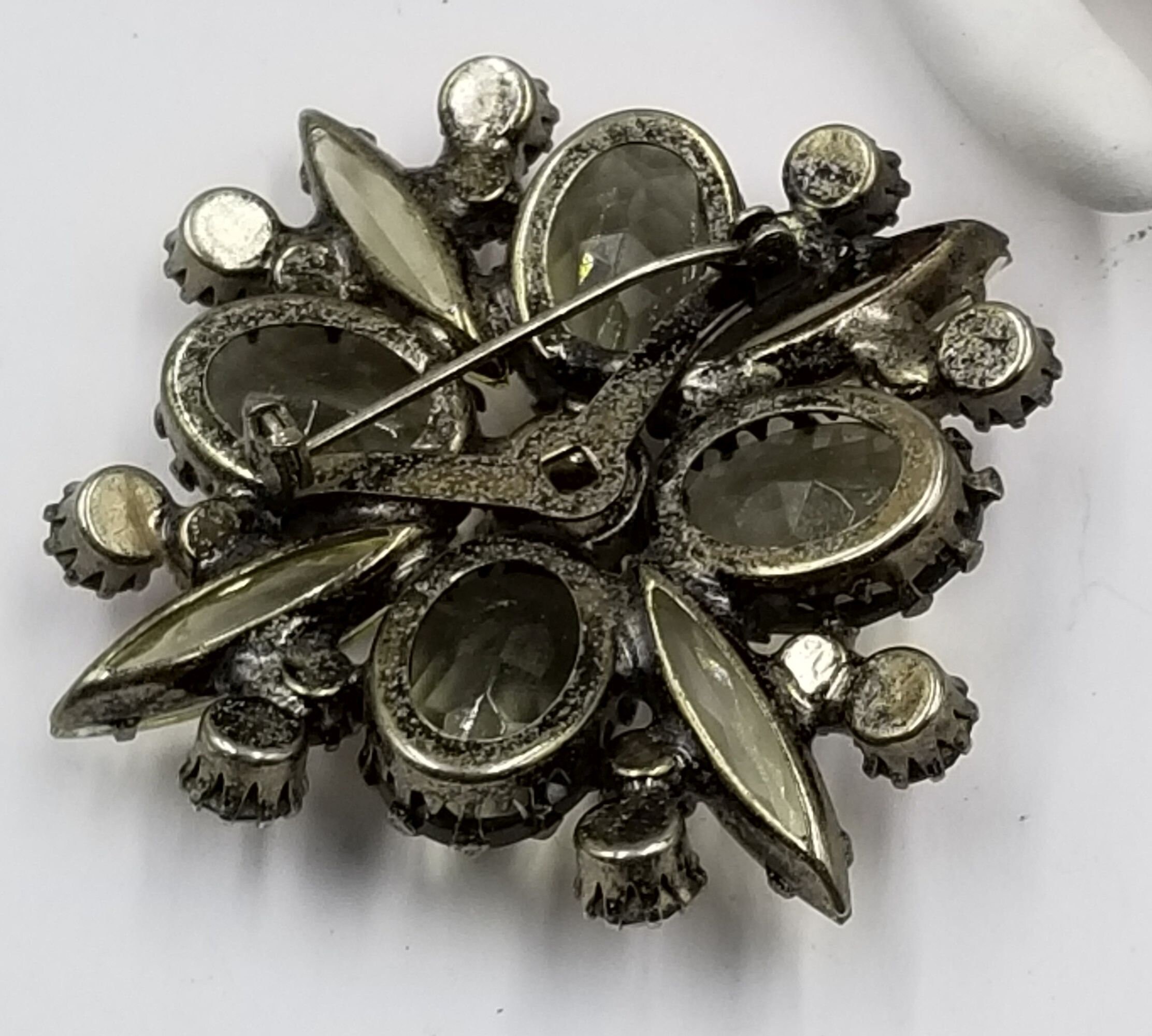 Schreiner Red Chatons Oval Smoke Clear Navettes Rhinestone Brooch ...