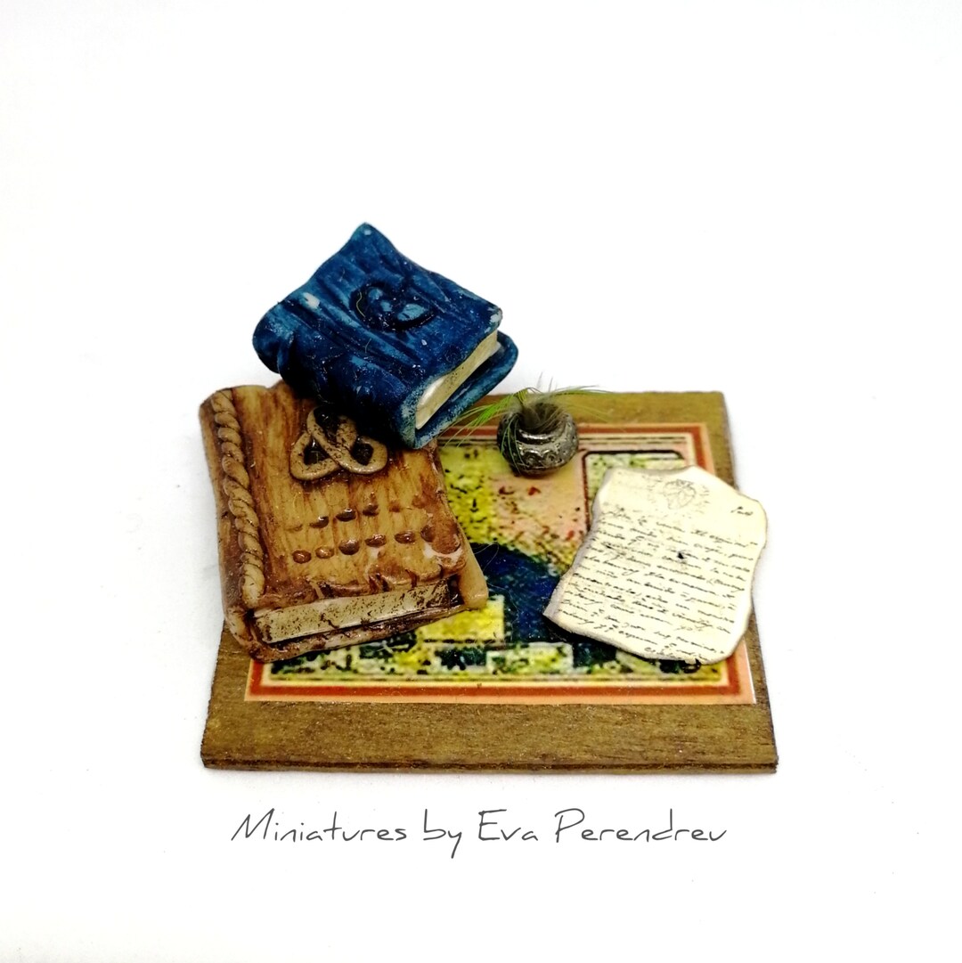 Old Miniature Book With Inkwell and Old Letter - Etsy