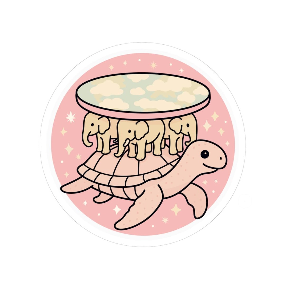 Whimsical Discworld Turtle Sticker | Cute Flat Earth Fantasy Kiss-cut ...