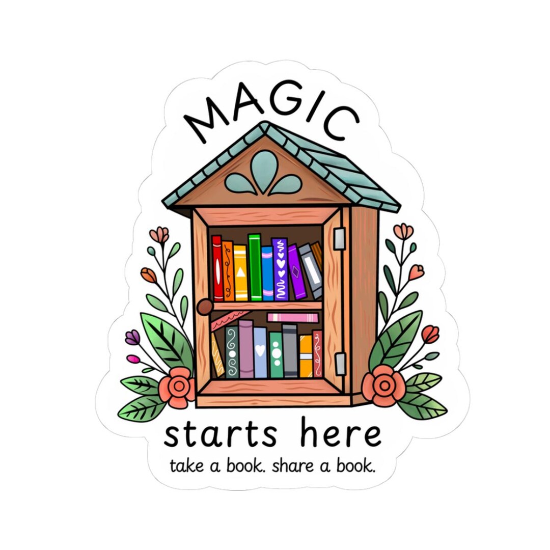 Take a Book, Whimsical Library Decals, Magic Starts Here, Literary Gift ...