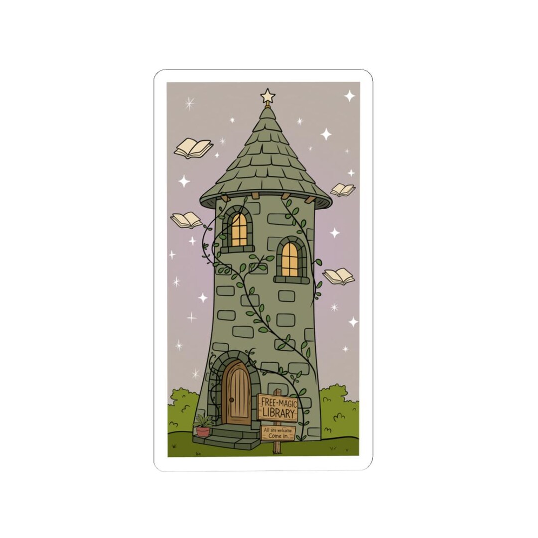 Tower Library Sticker: Storybook Stone Design - Book Lover Gift - Etsy