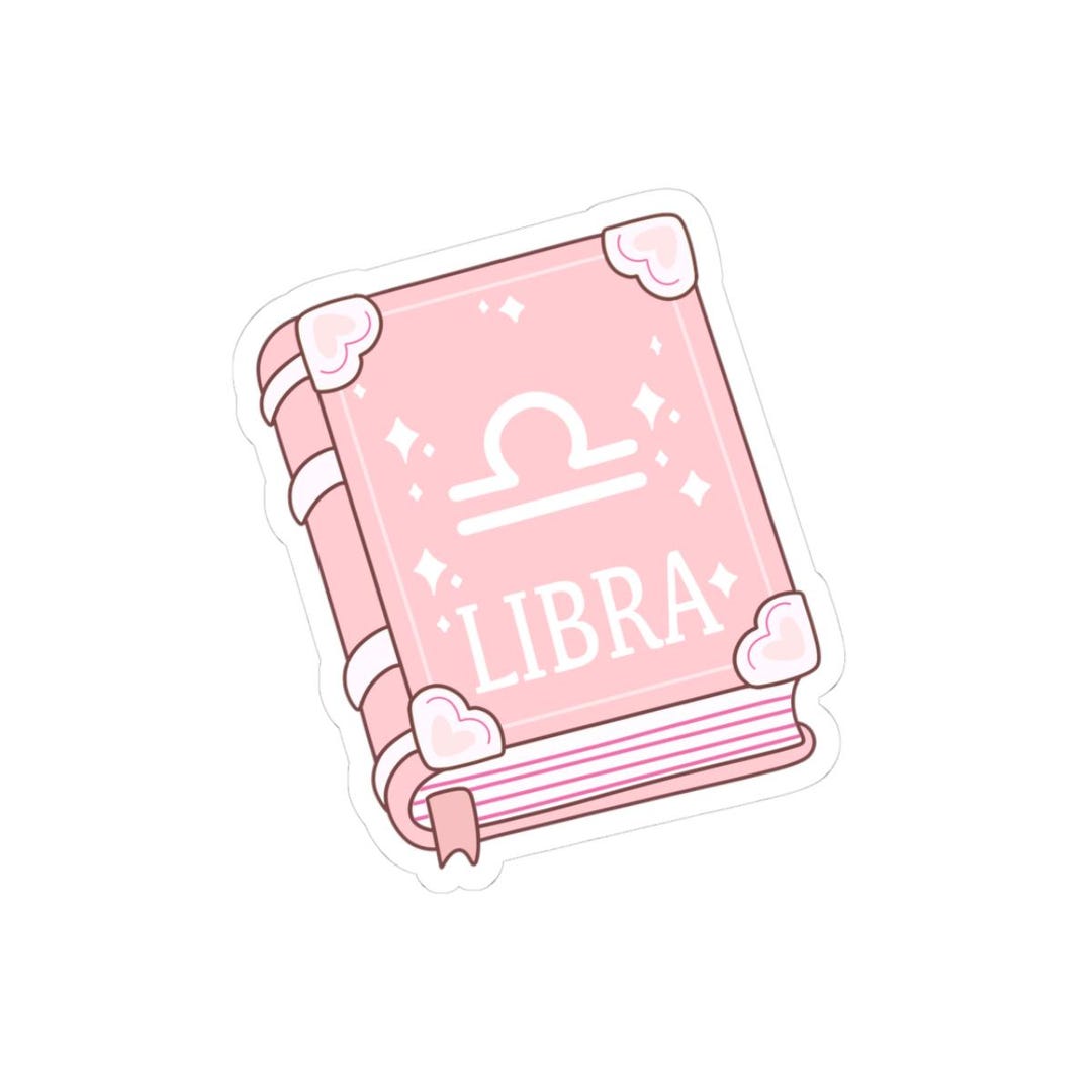 Libra Zodiac Sticker: Pink Book Design, Glossy Vinyl - Etsy