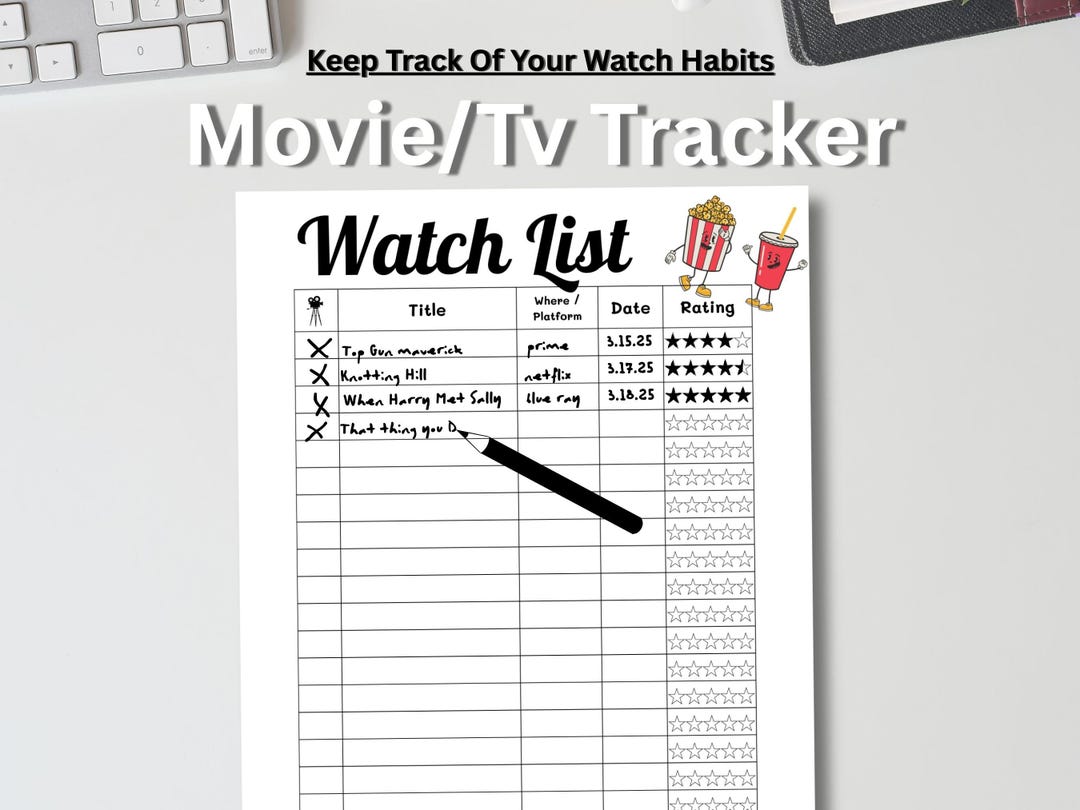 Movie Tracker Printable, Digital Movie Tracker & Checklist, PDF ...