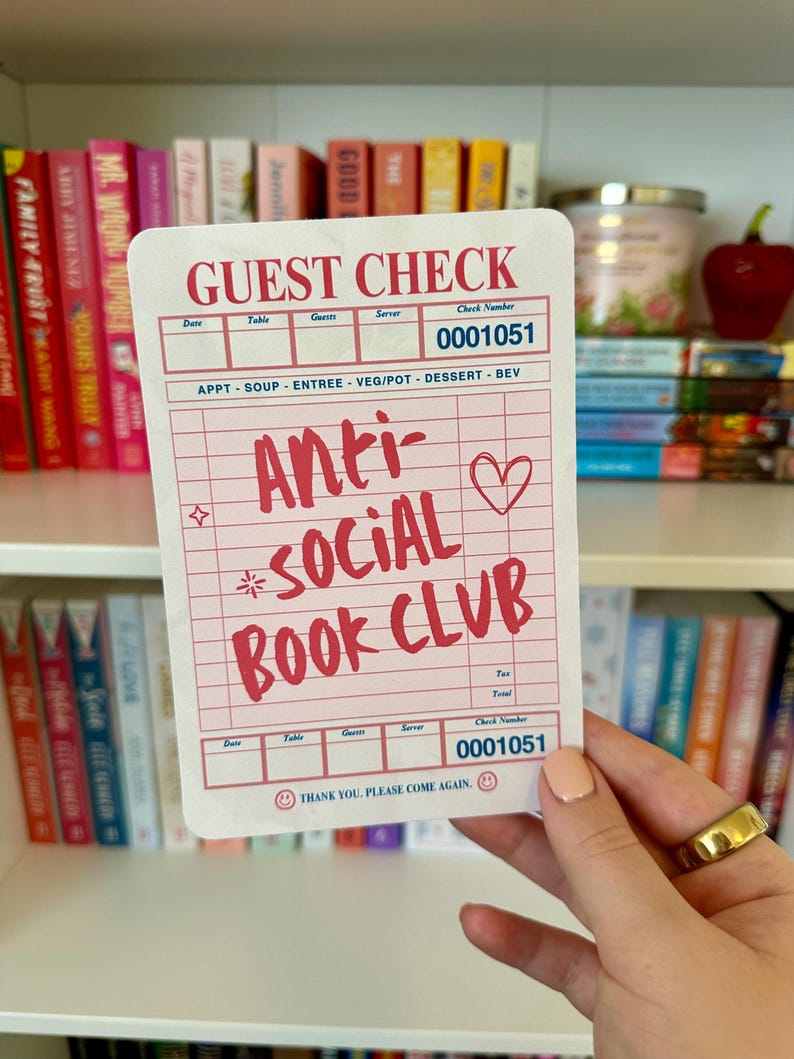 Guest Check (anti-social Book Club) Kindle Insert - Etsy
