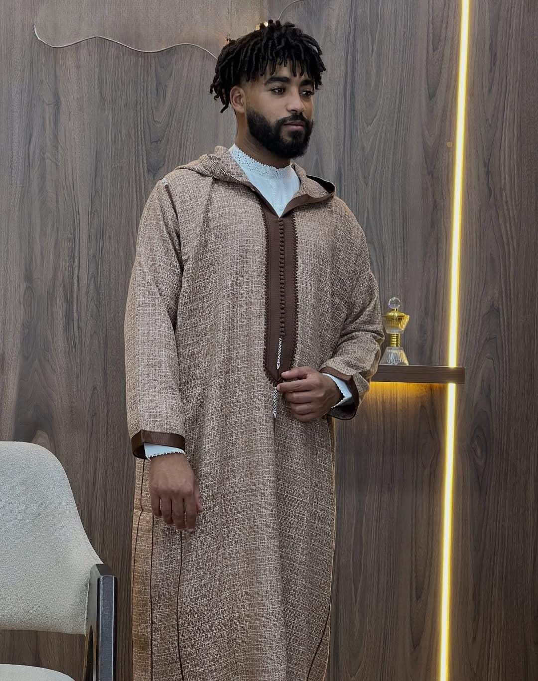 Mens Wool Djellaba With Hood | Moroccan Winter Thobe | Handmade Arabic ...