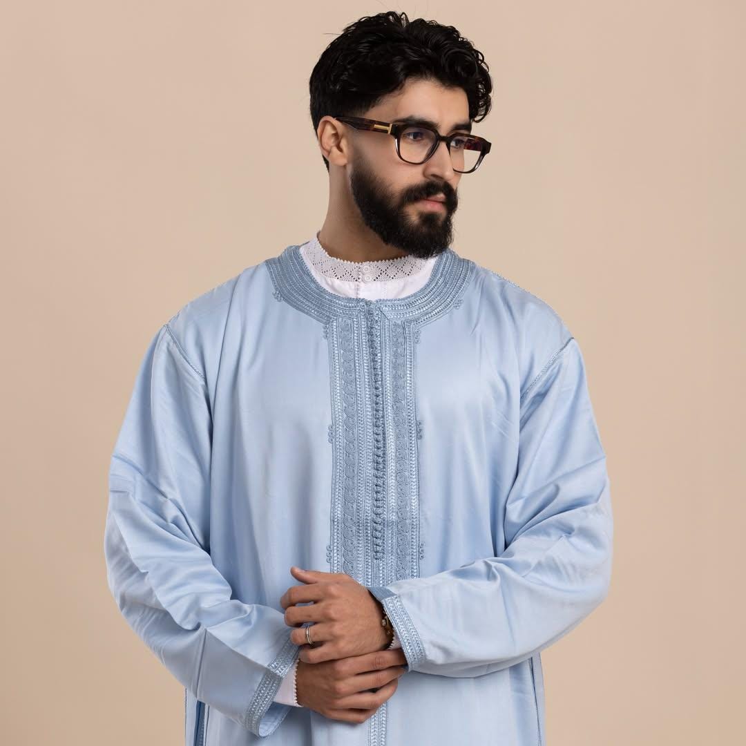 Moroccan Handmade Royal Blue Kaftan Wool Luxury Men's Wedding Outfit ...