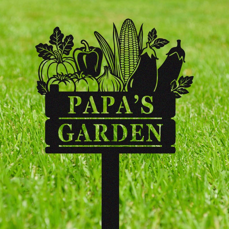 Custom Vegetables Garden Sign With Stake, Personalized Metal Name Sign ...