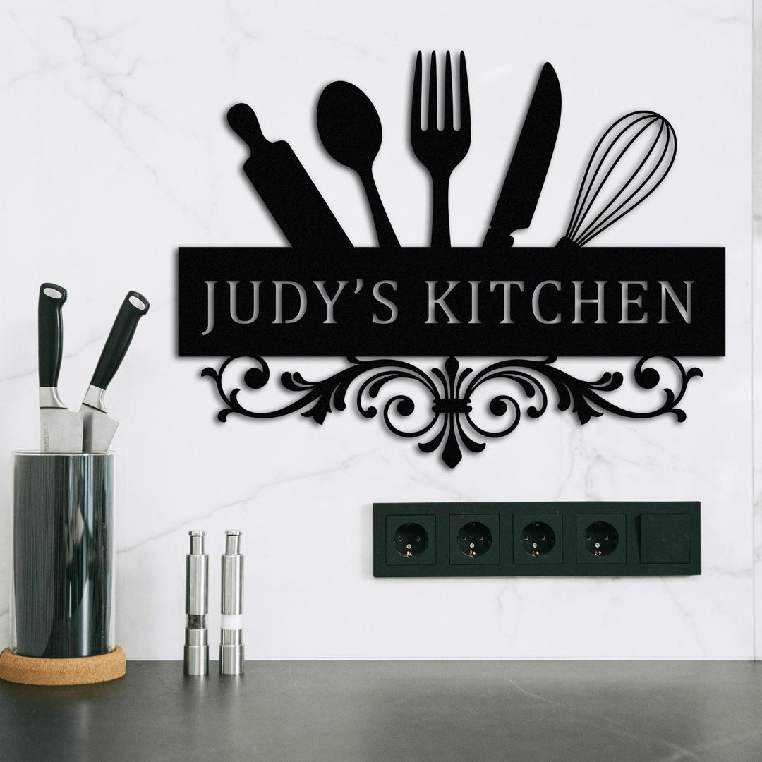 Personalized Metal Kitchen Sign, Custom Name Kitchen Wall Art, Kitchen ...