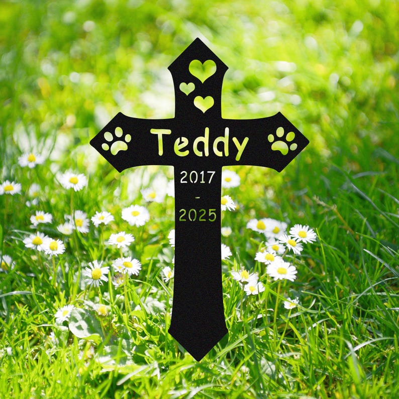 Custom Metal Pet Memorial Stake, Personalized Grave Marker, Dog Cat Paw ...