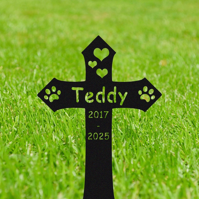 Custom Metal Pet Memorial Stake, Personalized Grave Marker, Dog Cat Paw ...