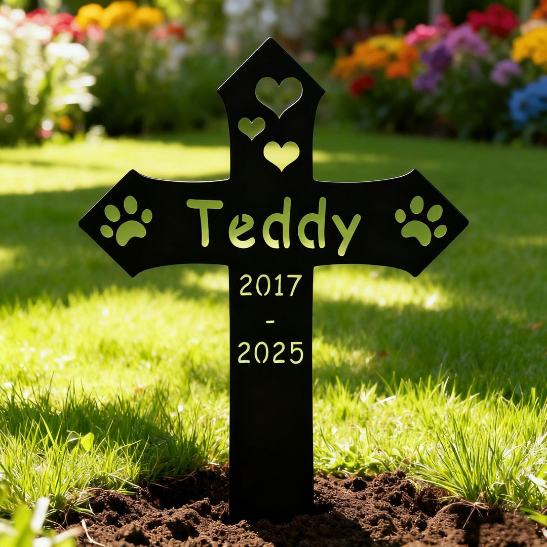 Custom Metal Pet Memorial Stake, Personalized Grave Marker, Dog Cat Paw ...