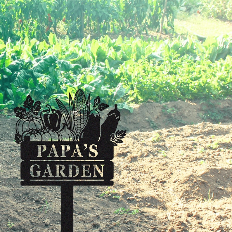 Custom Vegetables Garden Sign With Stake, Personalized Metal Name Sign ...