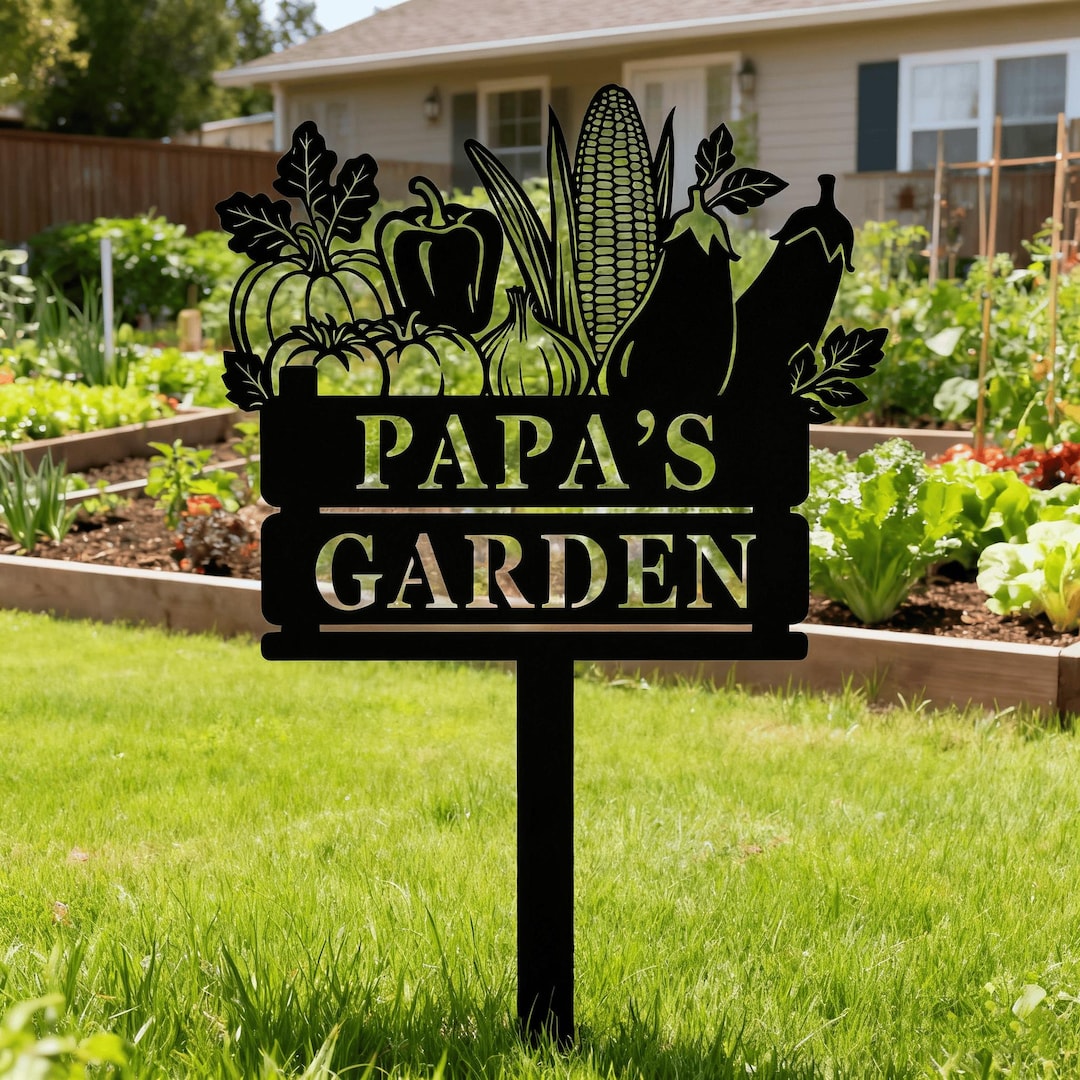 Custom Vegetables Garden Sign With Stake, Personalized Metal Name Sign ...