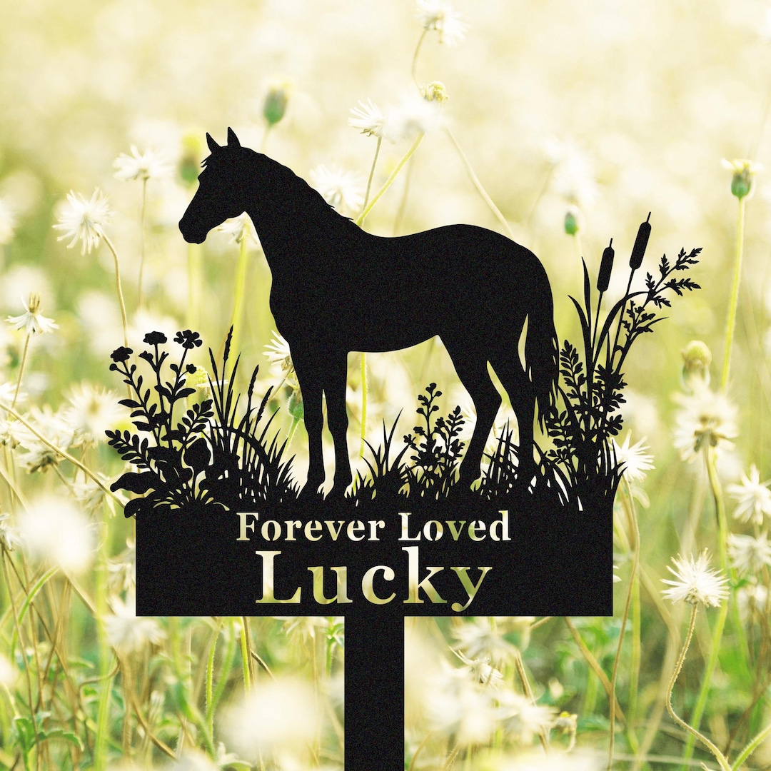 Custom Horse Memorial Grave Marker, Personalized Name Metal Sign Stake ...