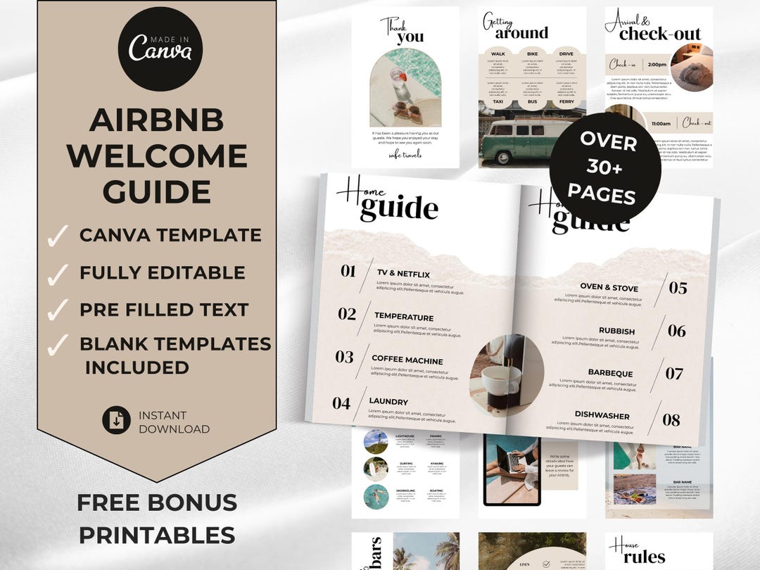 Airbnb Welcome Book Template | Airbnb Canva Template | House Manual ...