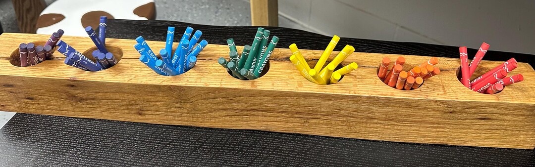 Crayon Organizer And/or Votive Holder - Rustic Barn Beam - Etsy