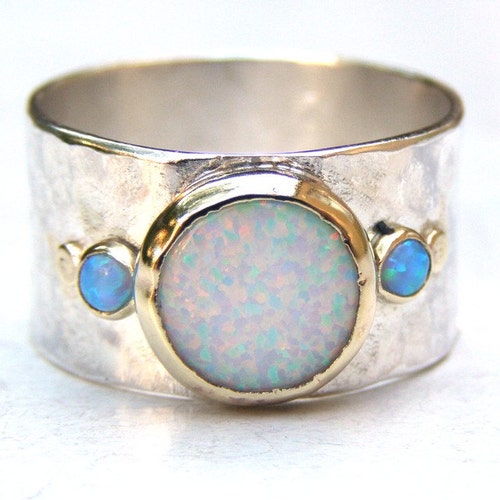 White Opal Ring multi Stone Opal Rings Silver Sterling Ring - Etsy
