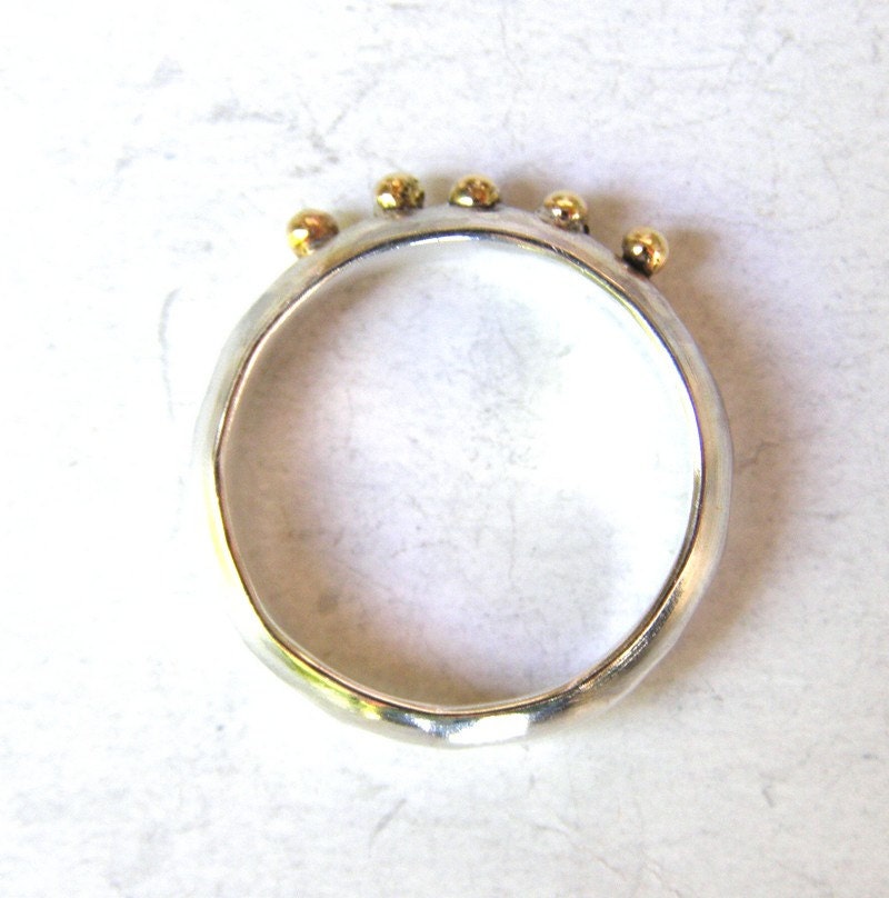 Wedding Band Stacking Ring 14k Solid Gold Ring and Silver | Etsy