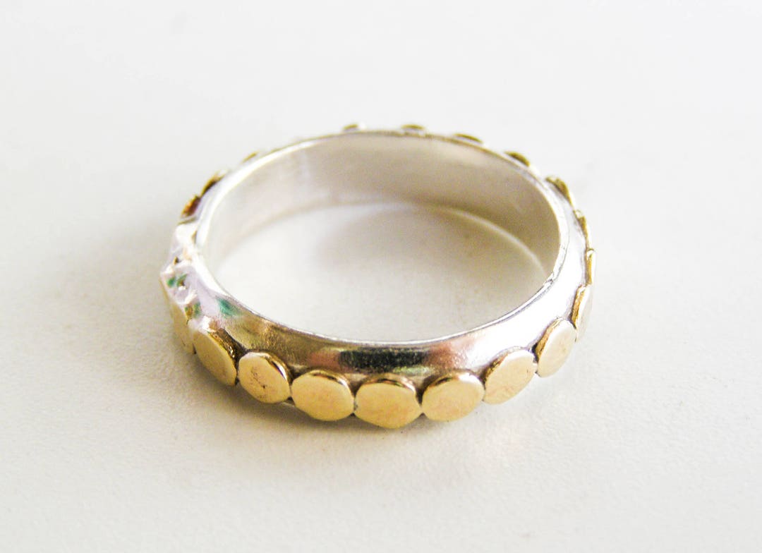 Wedding Bands, Gold and Silver Ring. Silver Sterling Bands - Etsy